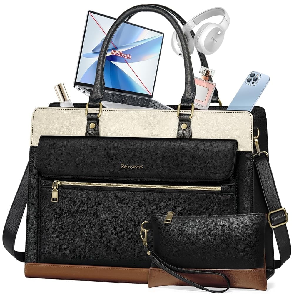 RAINSMORE Laptop Bag for Women 15.6 Inch Laptop Tote Bag Business ...