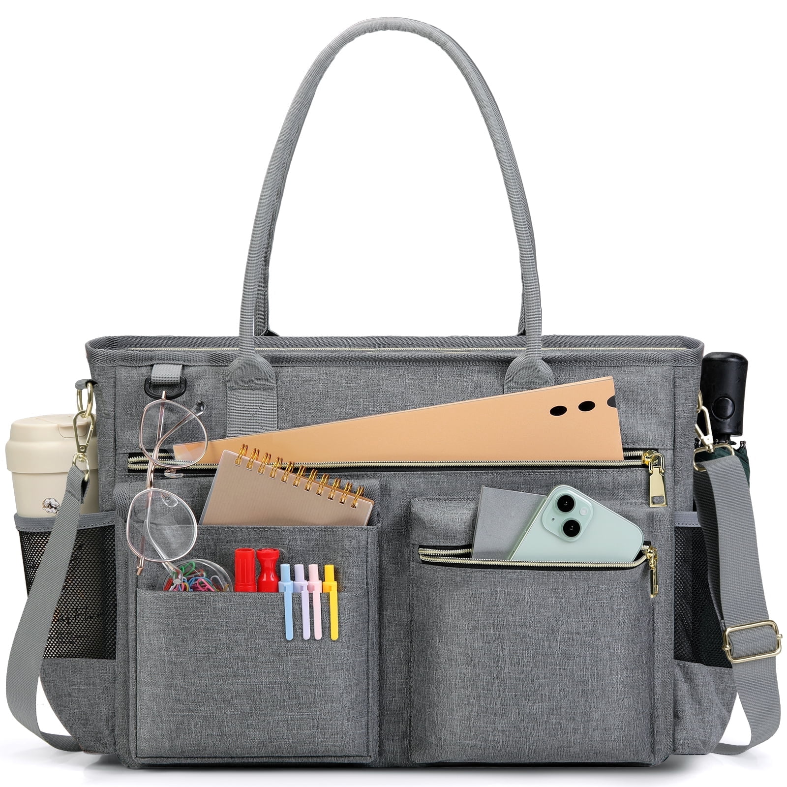 RAINSMORE Large Handbag 15.6 Inch Laptop Bag for Women Work Teacher ...