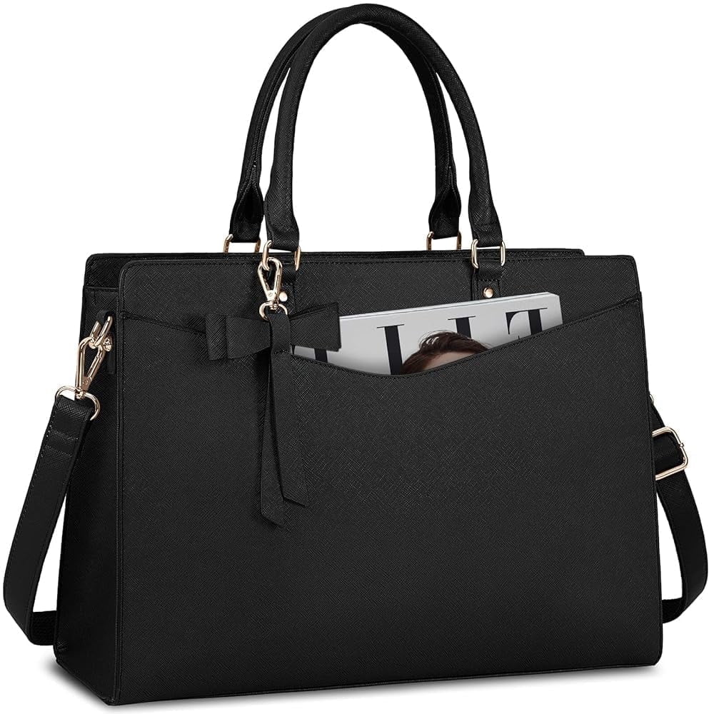 RAINSMORE Laptop Bag for Women 15.6 Inch PU Tote Bag Business Office ...