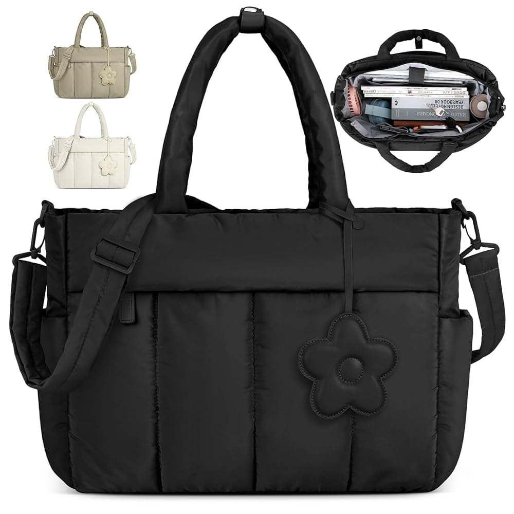 RAINSMORE Laptop Tote Bag for Women 15.6 Inch Lightweight Puffer Work ...