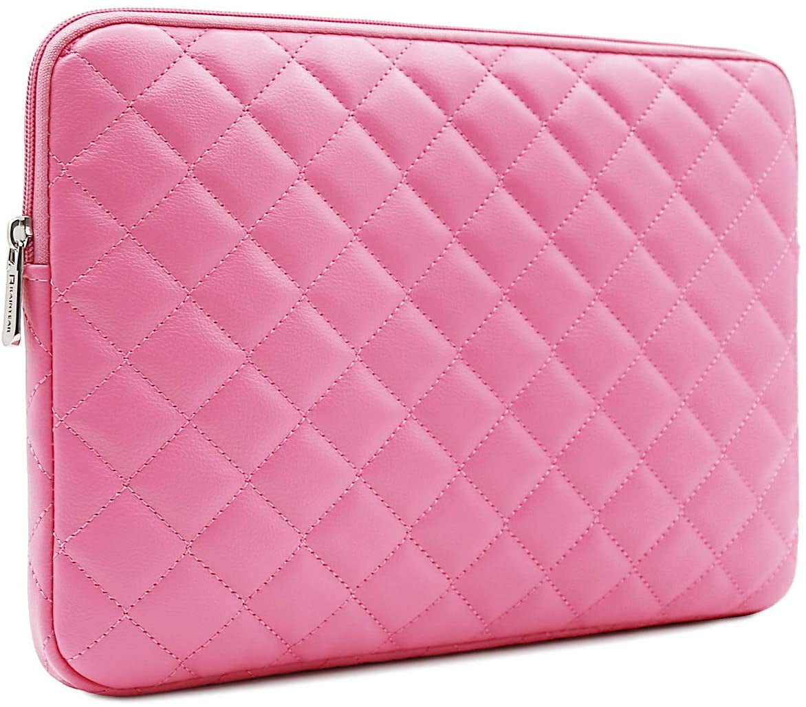 RAINYEAR 15 Inch Laptop Sleeve Diamond PU Leather Case Protective ...