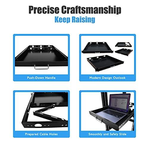 RAISING ELECTRONICS 1U Rack Mount Sliding Keyboard Tray Cantilever for ...