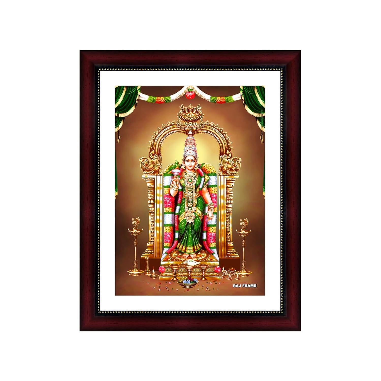 RAJ FRAMEGod Sri Madurai Meenakshi Amman photo frame for Pooja room wallMatt finish Hindu ...