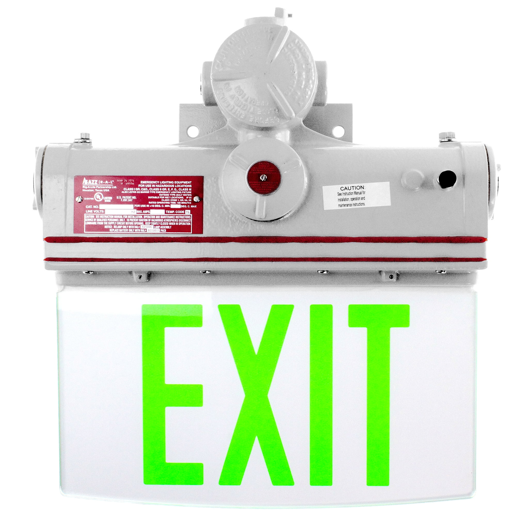 RAL Rig-A-Lite XPEX1GDTWPEM Explosion Proof Led Exit Sign Single Face ...