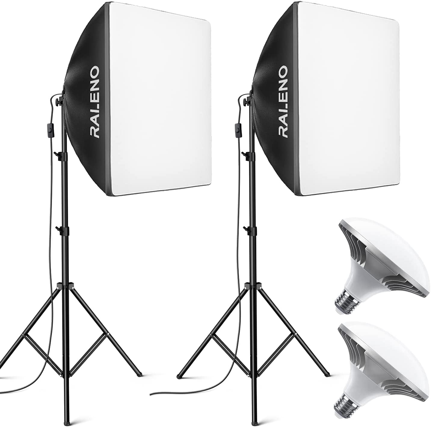 RALENO Continuous Studio Photo Soft Box Tripod Lighting Kit, 50W 5500K ...