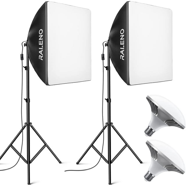 RALENO Continuous Studio Photo Soft Box Tripod Lighting Kit, 50W 5500K ...