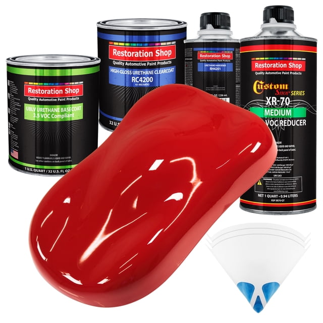 RALLY Red Quart Kit Low VOC URETHANE BASECOAT Car Auto Body Paint Kit ...