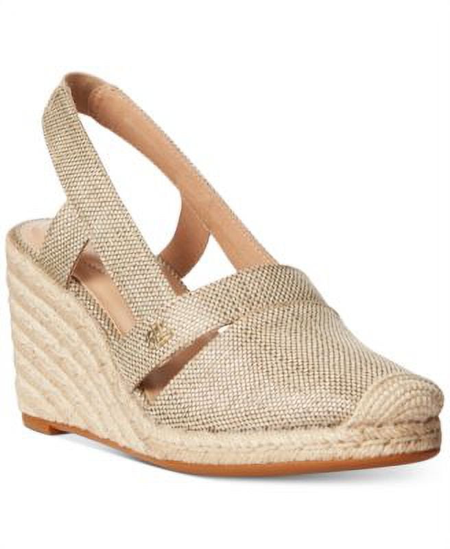 RALPH LAUREN Womens Beige Cap Toe Strappy Penelopie Wedge Slip On ...