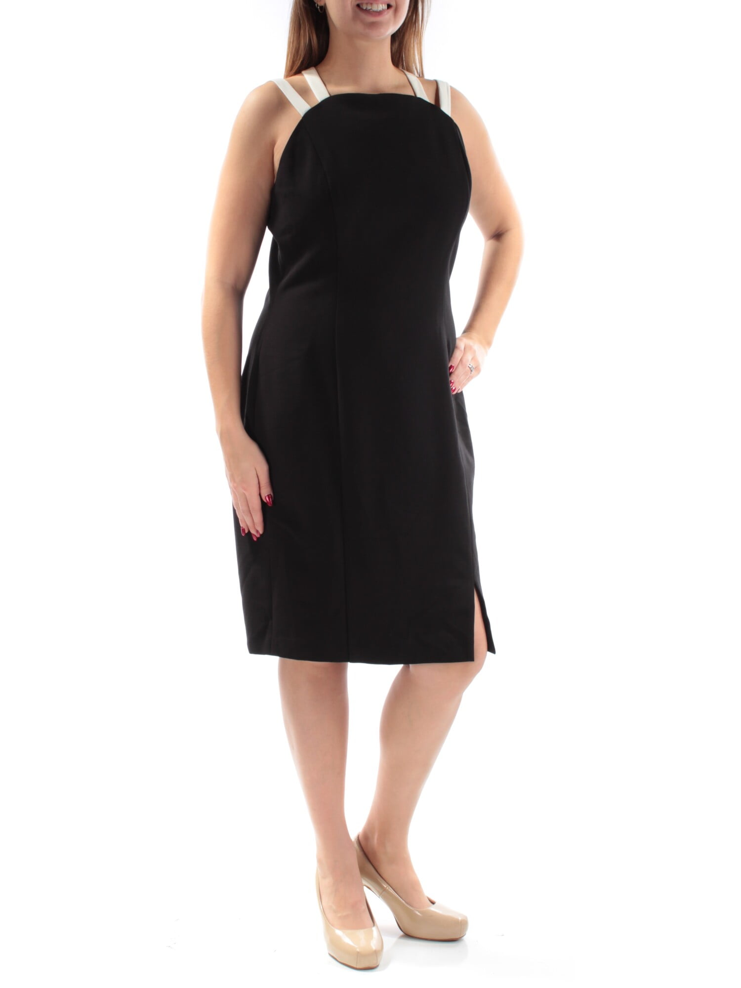 RALPH LAUREN Womens Black Sleeveless Knee Length Sheath Dress Size: 14 ...