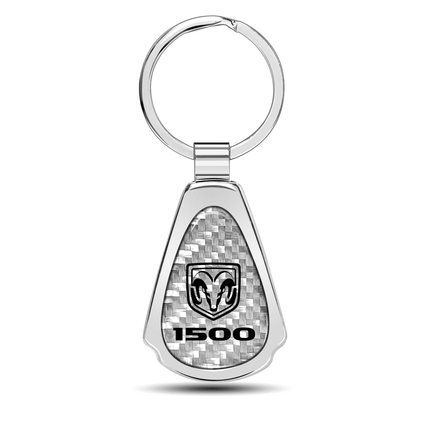RAM 1500 Logo Real Silver Dome Carbon Fiber Chrome Metal Teardrop Key ...