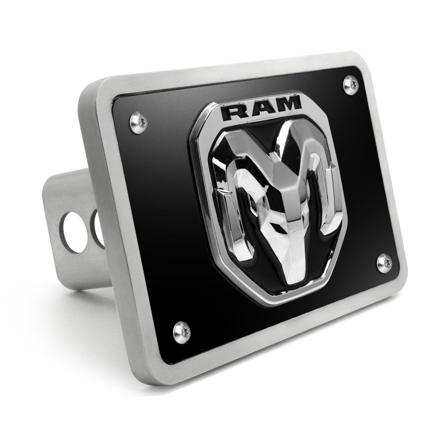 RAM 2019 3D Metal Logo on Black Billet Aluminum 2 inch Tow Hitch Cover ...