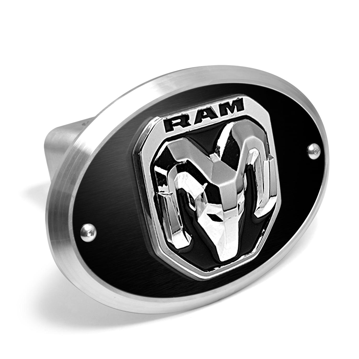 RAM 2019 up 3D Logo on Black Oval Billet Aluminum 2 inch Tow Hitch ...