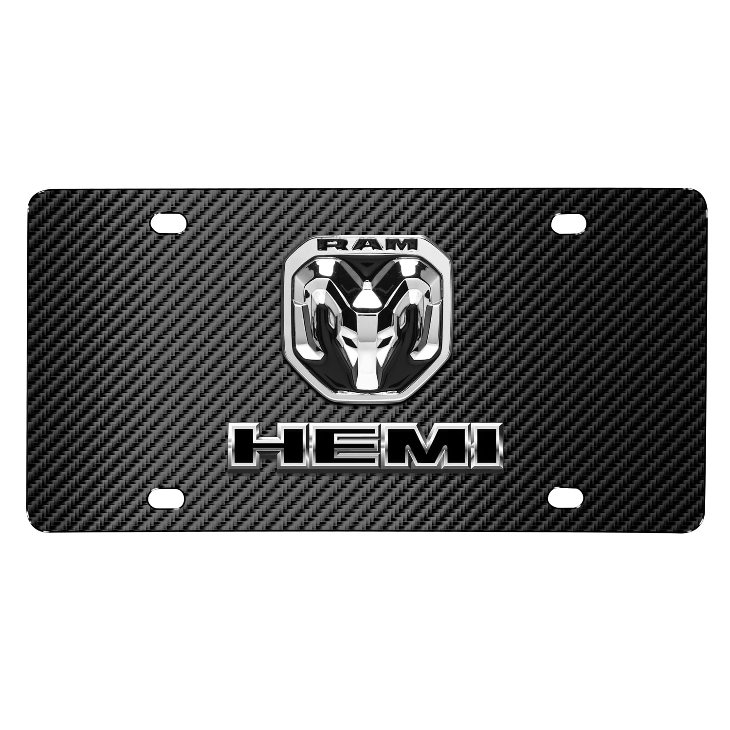 RAM 2019 up HEMI 3D Dual Logo Black Carbon Fiber Patten Steel License ...