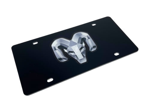 RAM 3D Logo Black Acrylic License Plate Official Licensed - Walmart.com