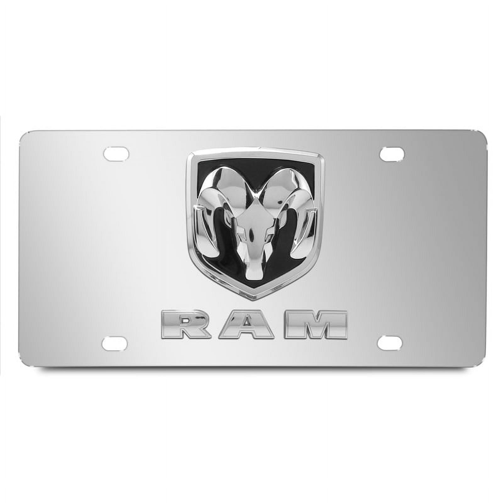 RAM 3D Metal Dual Logo Mirror Chrome Stainless Steel License Plate ...