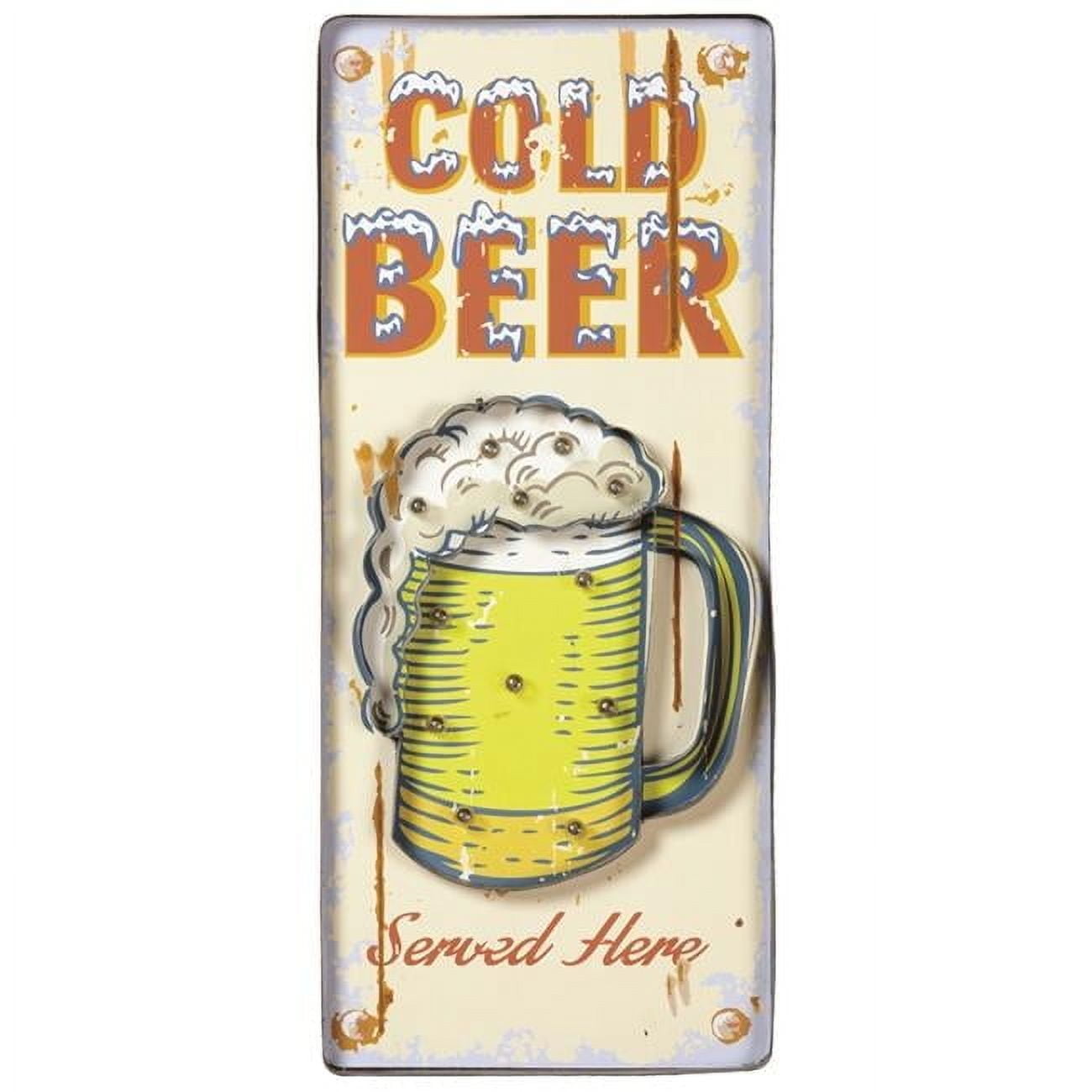 RAM Game Room Metal Sign Cold Beer - White - Walmart.com