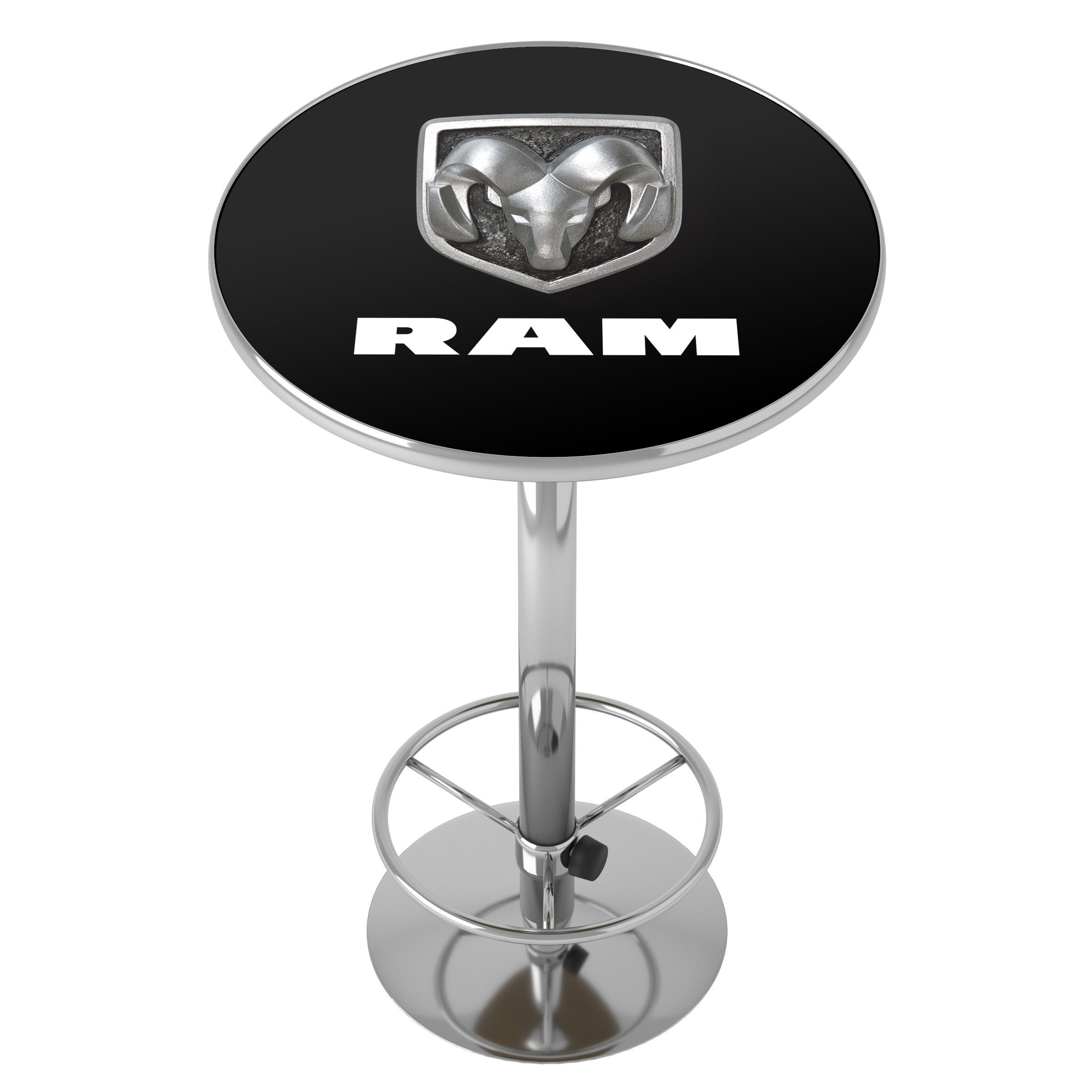 RAM Logo Black Bar Table with Adjustable Footrest and Acrylic Top ...