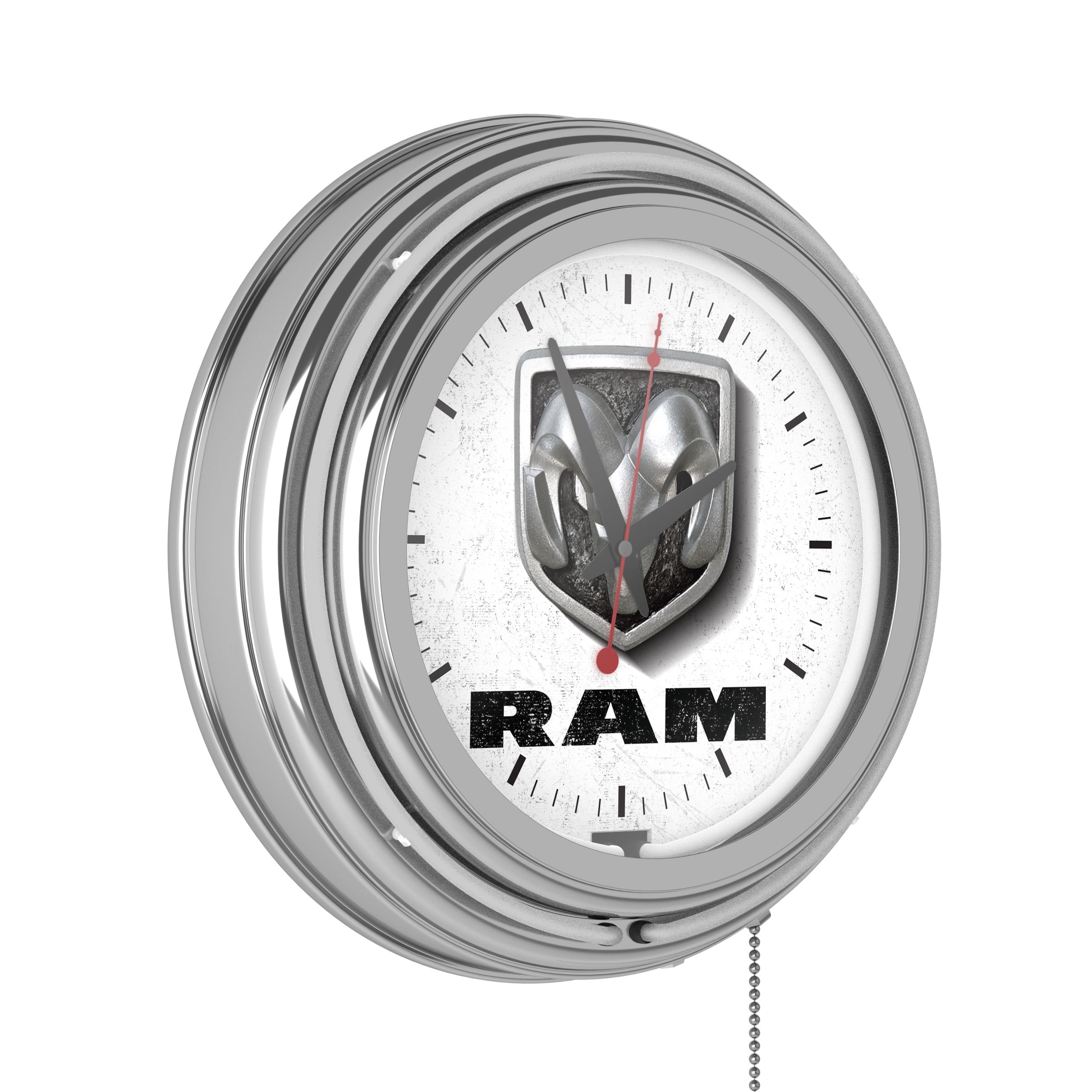 RAM Logo White Retro Neon Analog Wall Clock with Pull Chain - Walmart.com
