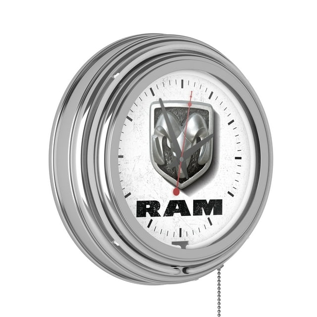 RAM Logo White Retro Neon Analog Wall Clock with Pull Chain - Walmart.com