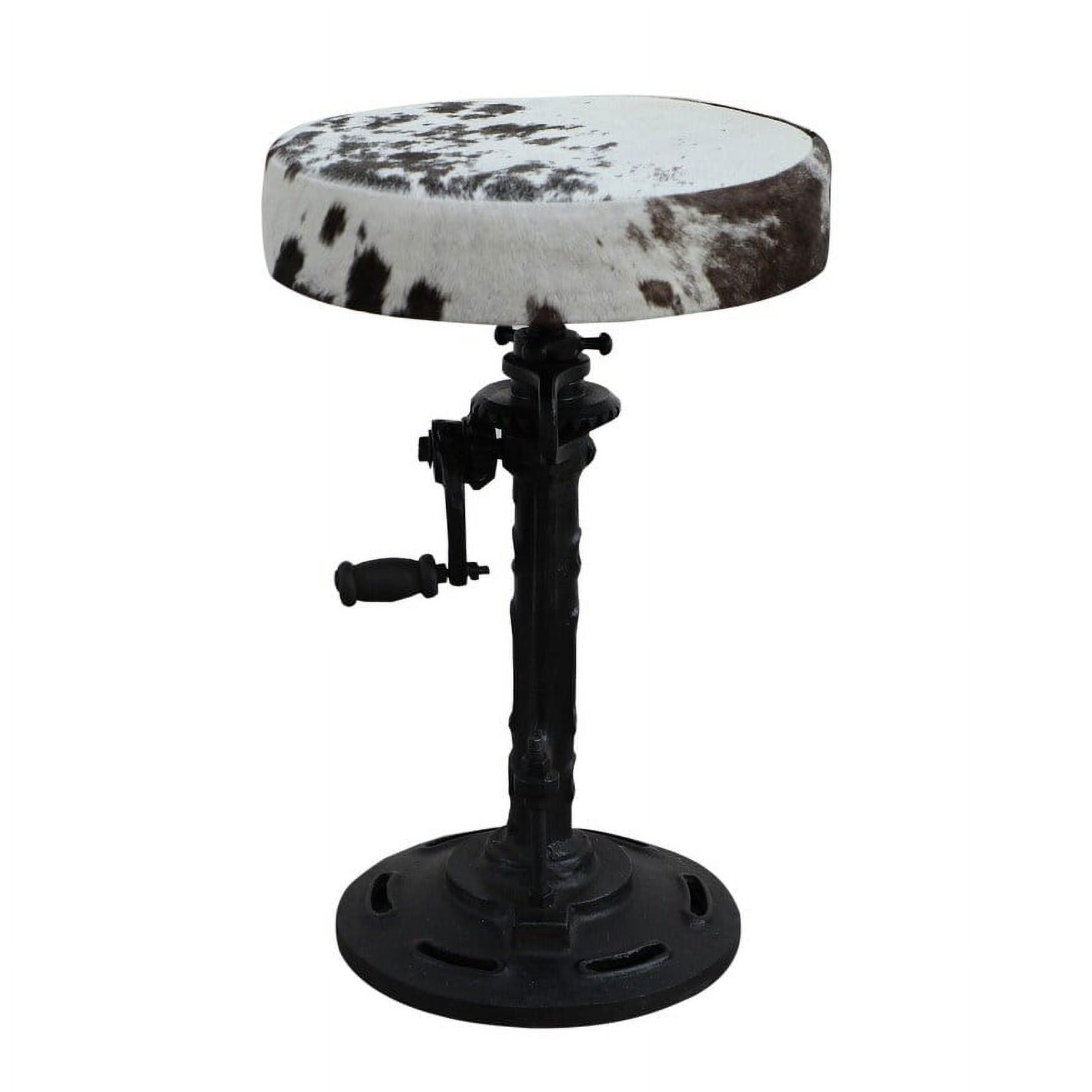 RAM Metal Crank Bar Stool with Black & White Cowhide Seat - Walmart.com