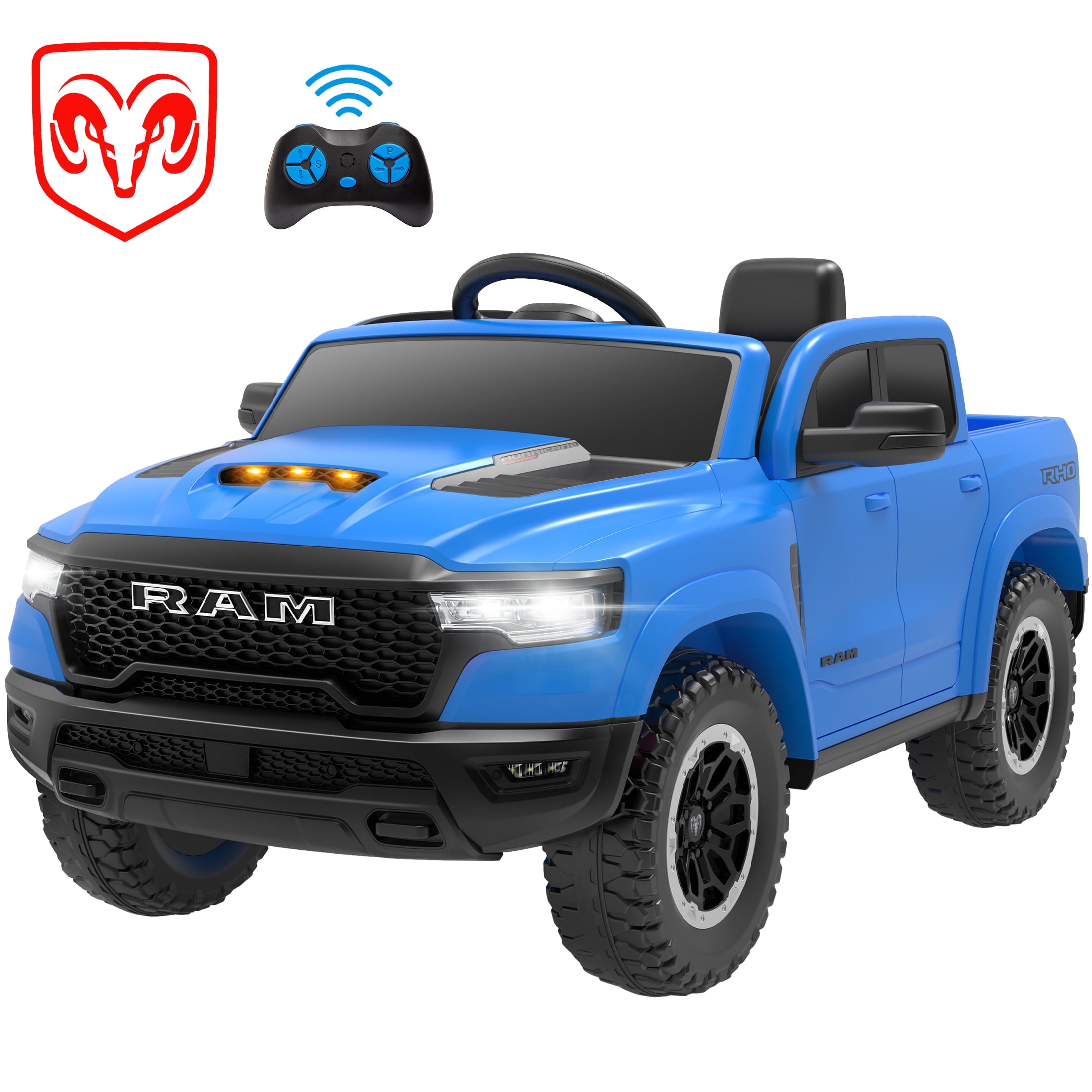 RAM Ride on Car, 12V Powered Ride on Toy with Remote Control, 4 Wheel ...