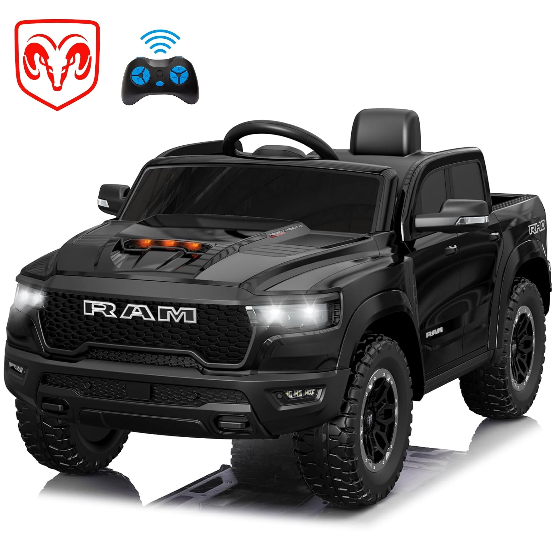 RAM Ride on Car, 12V Powered Ride on Toy with Remote Control, 4 Wheel ...