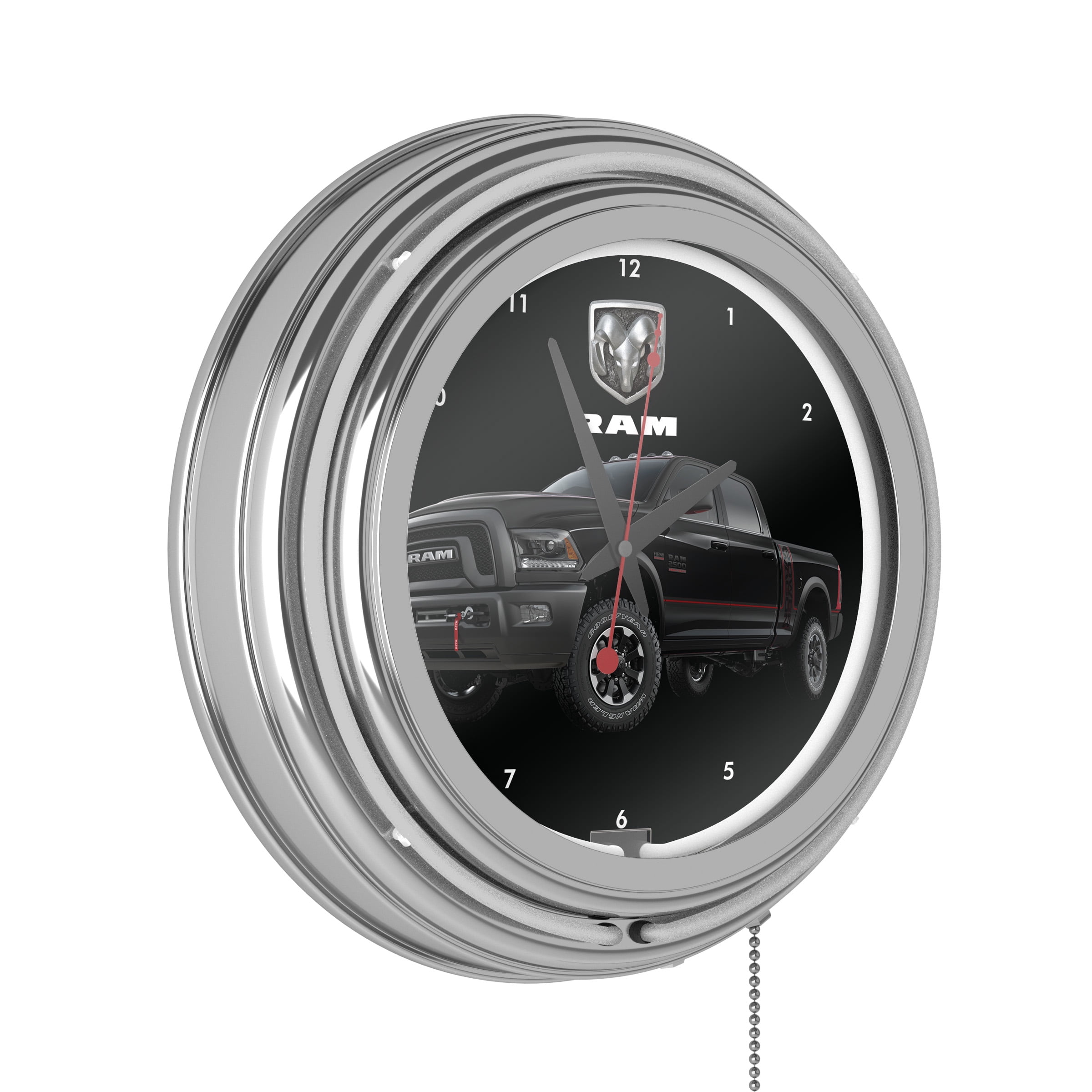 RAM Truck Black Retro Neon Analog Wall Clock with Pull Chain - Walmart.com