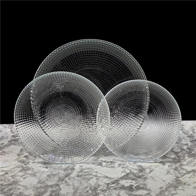 RAMART Studio Glass Helios Glass Dinnerware Set, Clear - Set of 12 ...