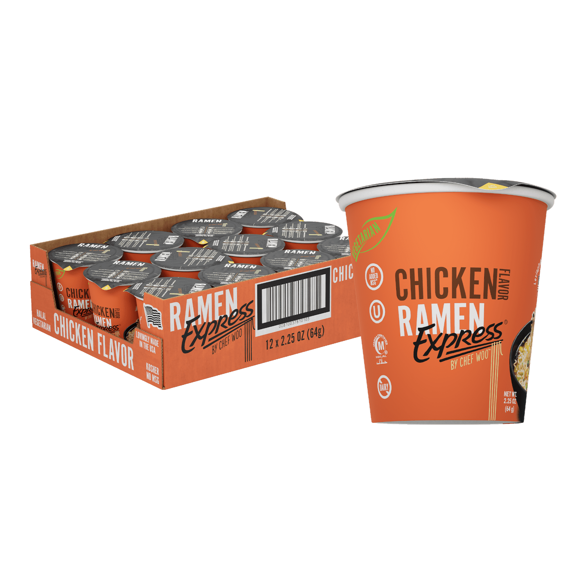 RAMEN EXPRESS Chicken Flavor Ramen Cup Noodle, 2.25 Oz Each (Pack Of 12 ...