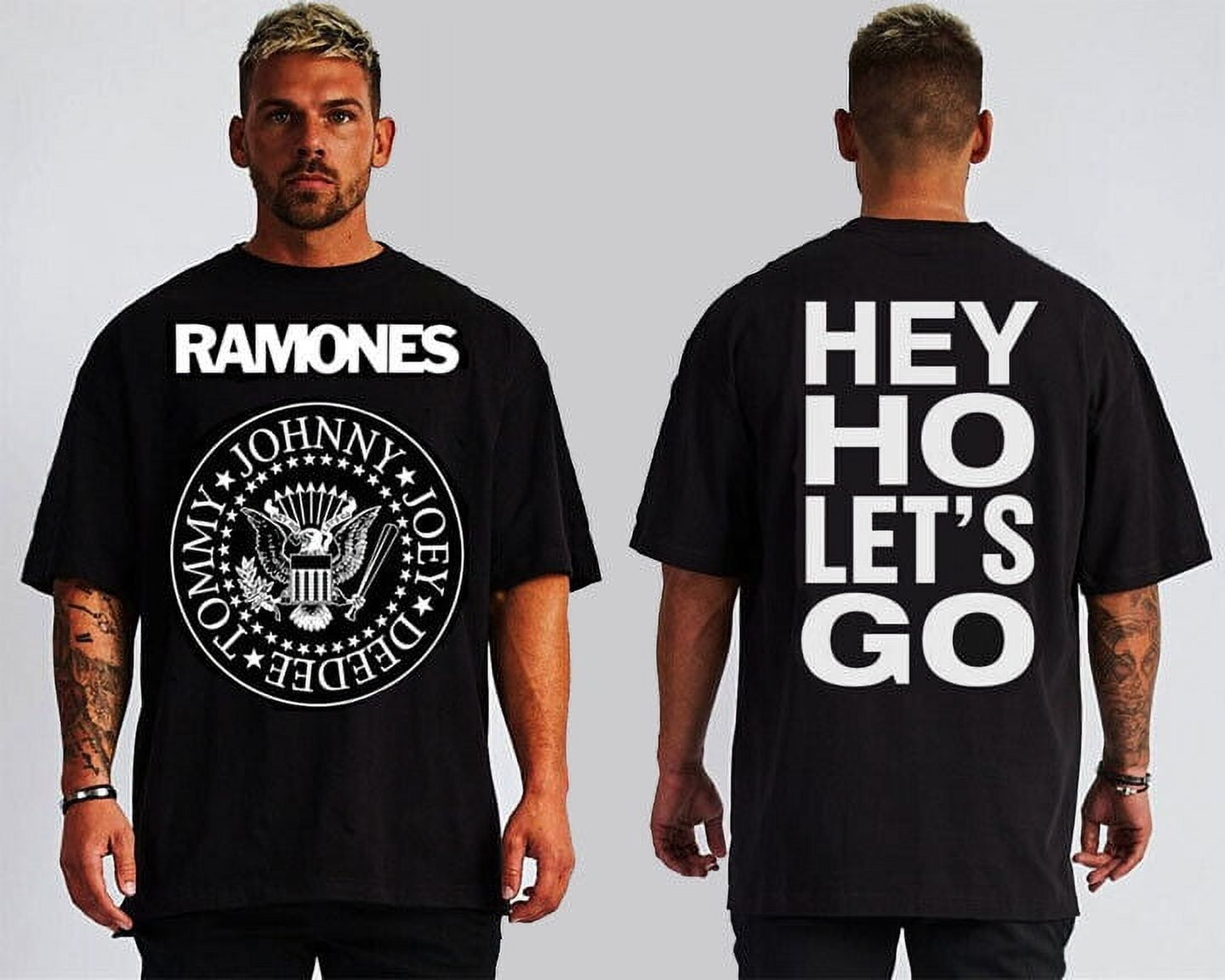 Ramones Hey Ho Lets Go Punk Rock Front And Back Print Mens Sizes