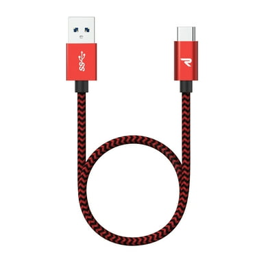 RAMPOW Braided Short USB-C to USB-A Cable, 0.67ft Fast Charging Cable ...