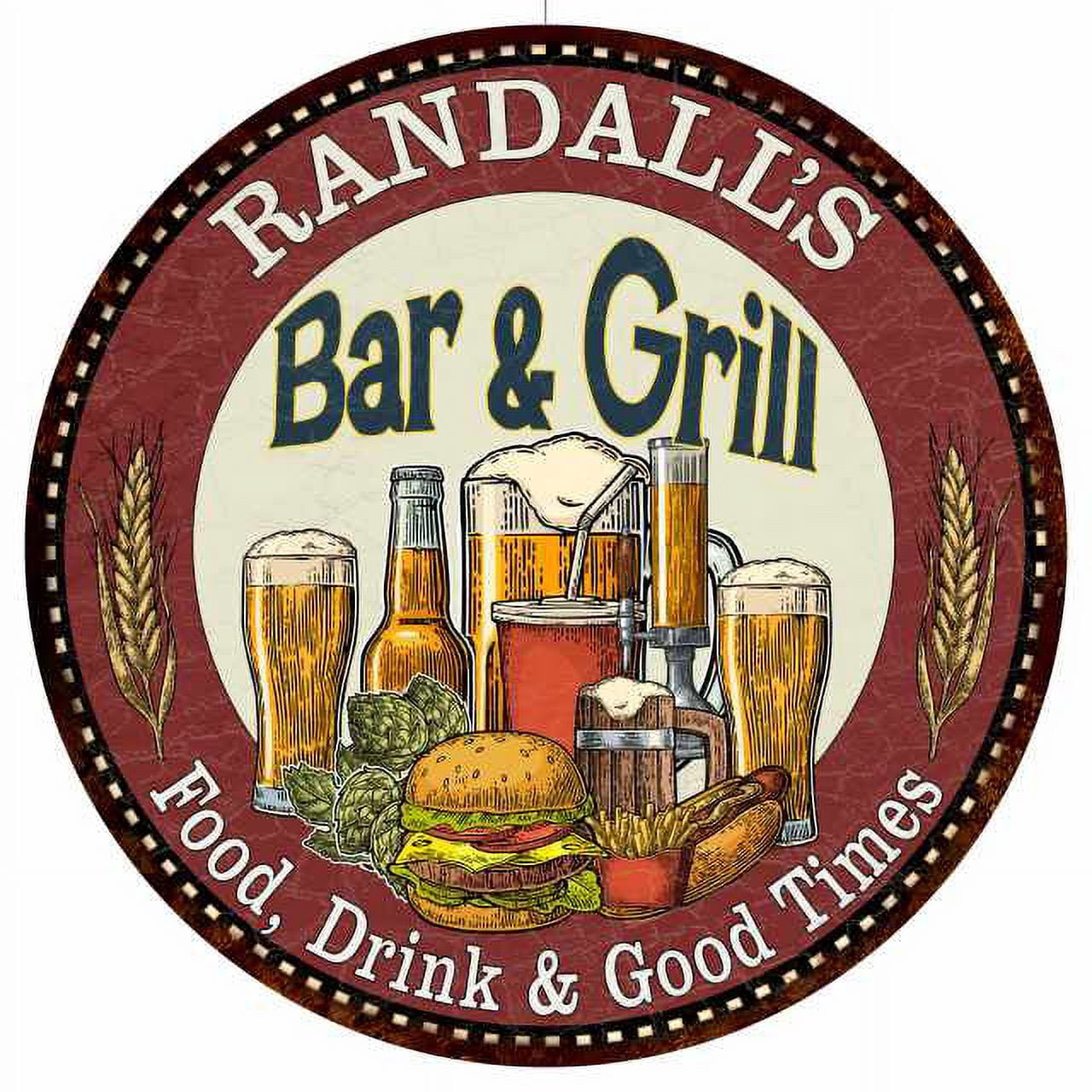 RANDALL'S Bar and Grill 14" Round Metal Sign Kitchen Wall Decor ...