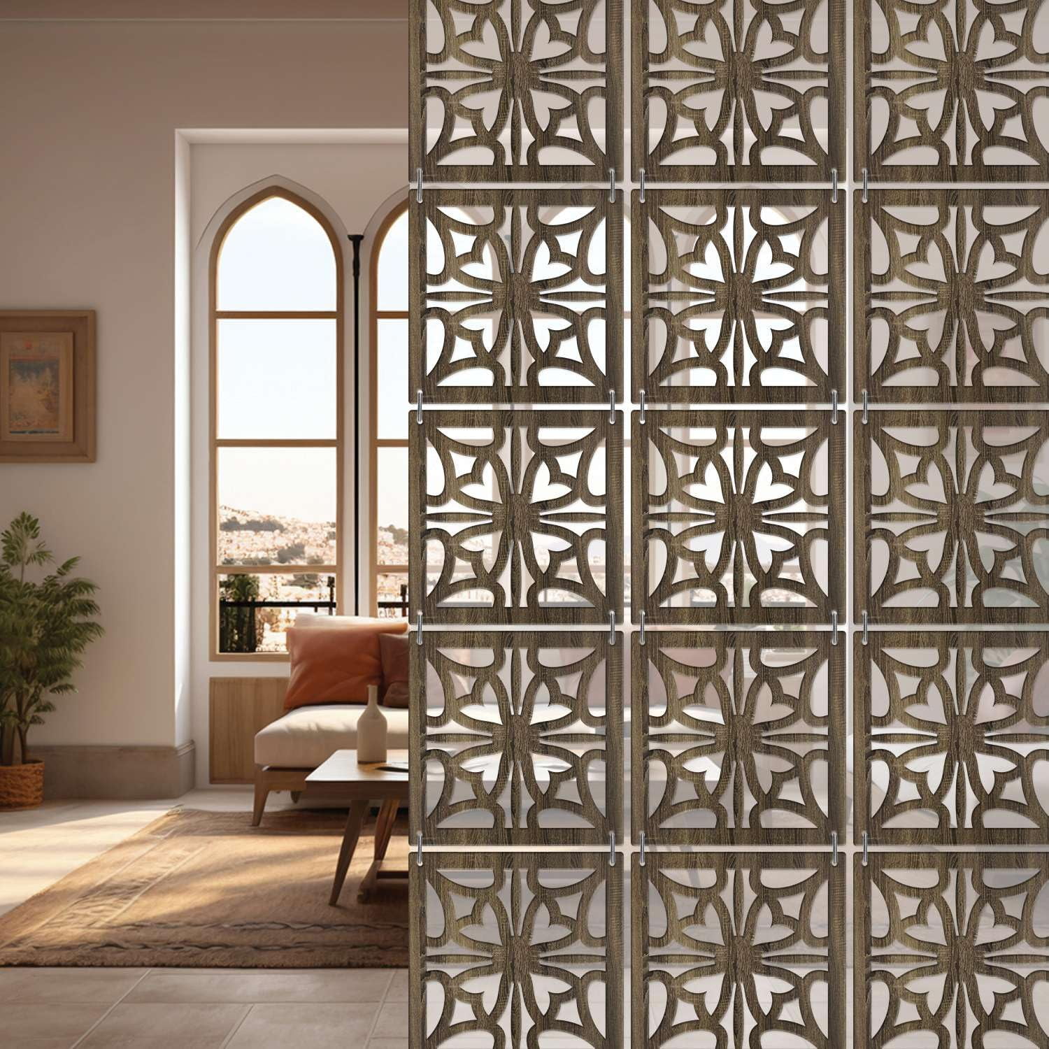 RANDOM Wooden Hanging Room Divider Panel Set 12 Pcs Partition for ...