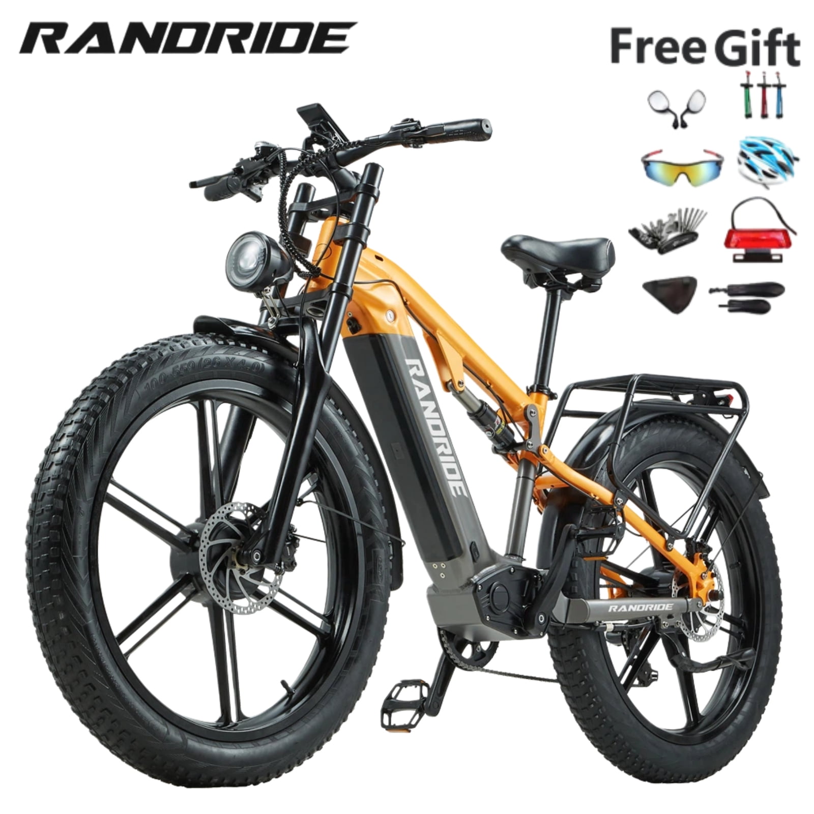 RANDRIDE Dual Motor Electric Mountain Bike for Adult,2000W Peak,28 MPH ...
