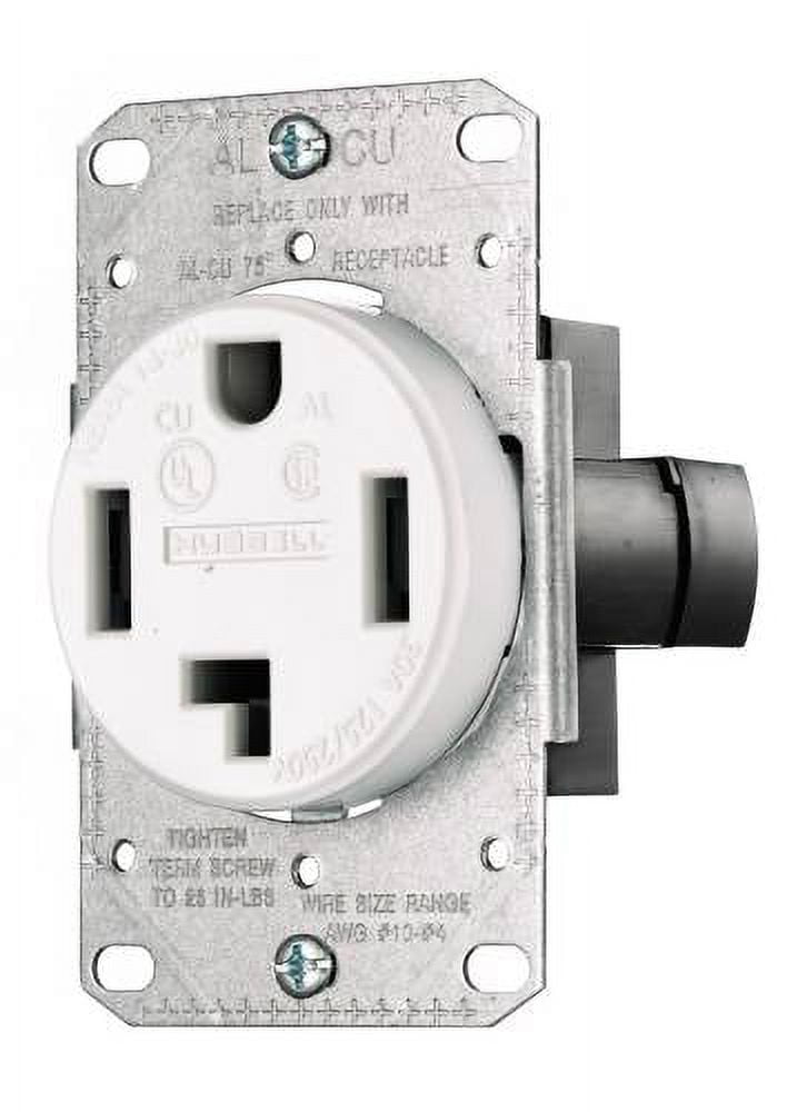 Hubbell RR430FW Single Range Receptacle, NEMA 14-30R, 3P, 4W, 125/250V ...