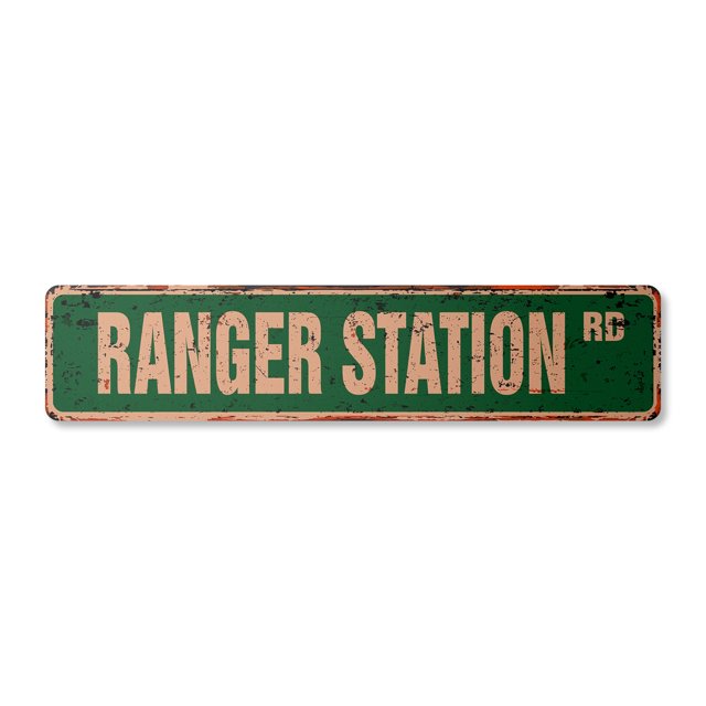 RANGER STATION Vintage Aluminum Street Sign national park trail camping ...