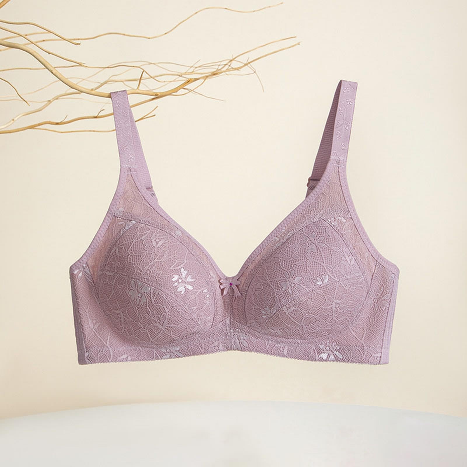 RANJIE Purple Bras for Women, Womens Daily Solid Sexy Lace Gathered Bra ...