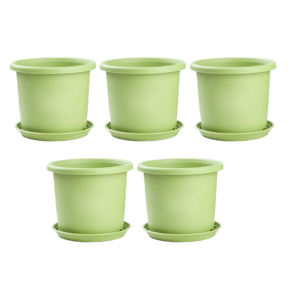 RANME Large Resin Flower Pots With Drainage Tray - Set Of 5 For Home ...