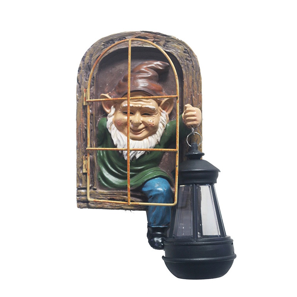 RANME Outdoor Garden Resin Dwarf Window Flip Statue Ornament Garden ...