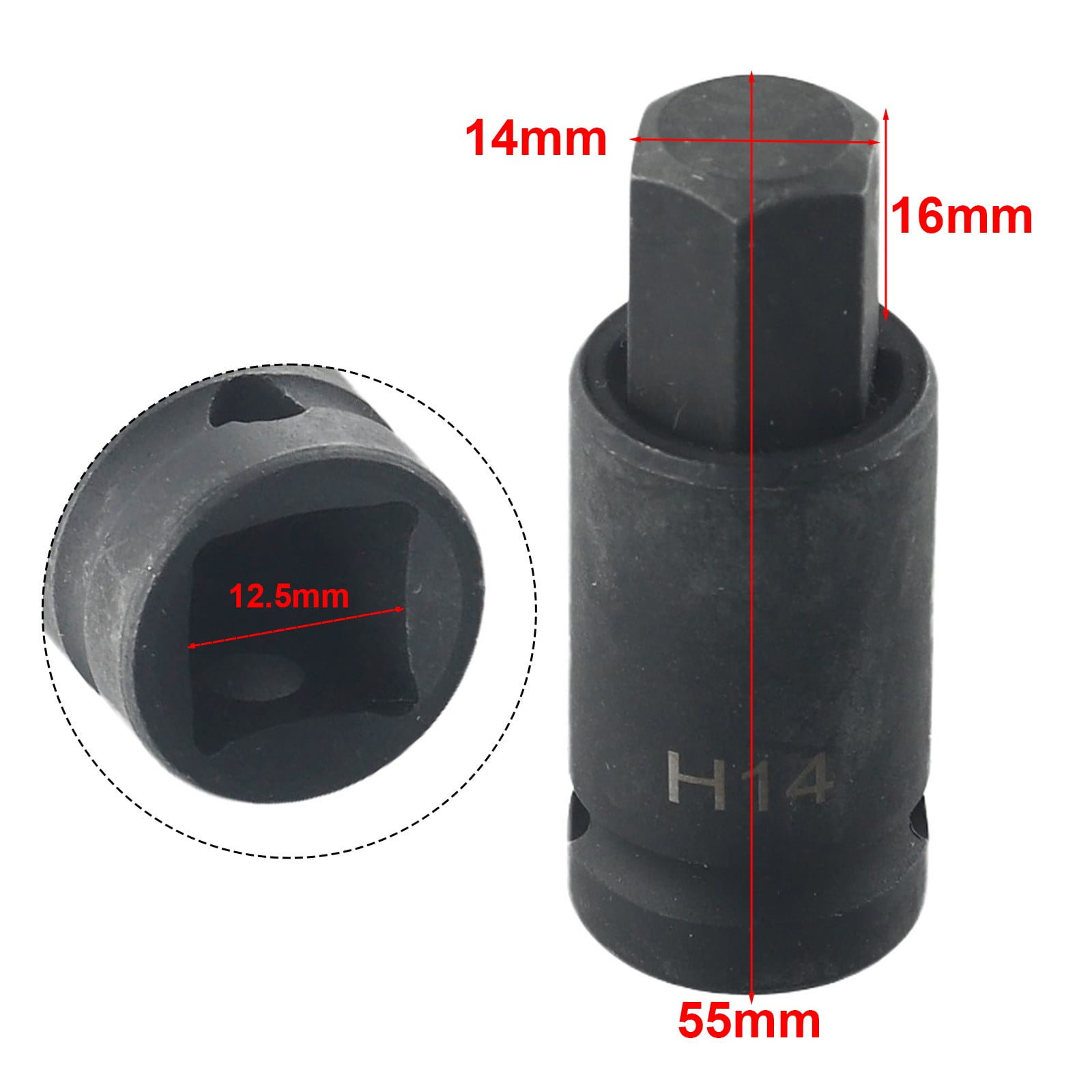 RANMEI 1/2 Impact Socket Wrench Adapter Hex Head Socket Ratchet Wrench ...