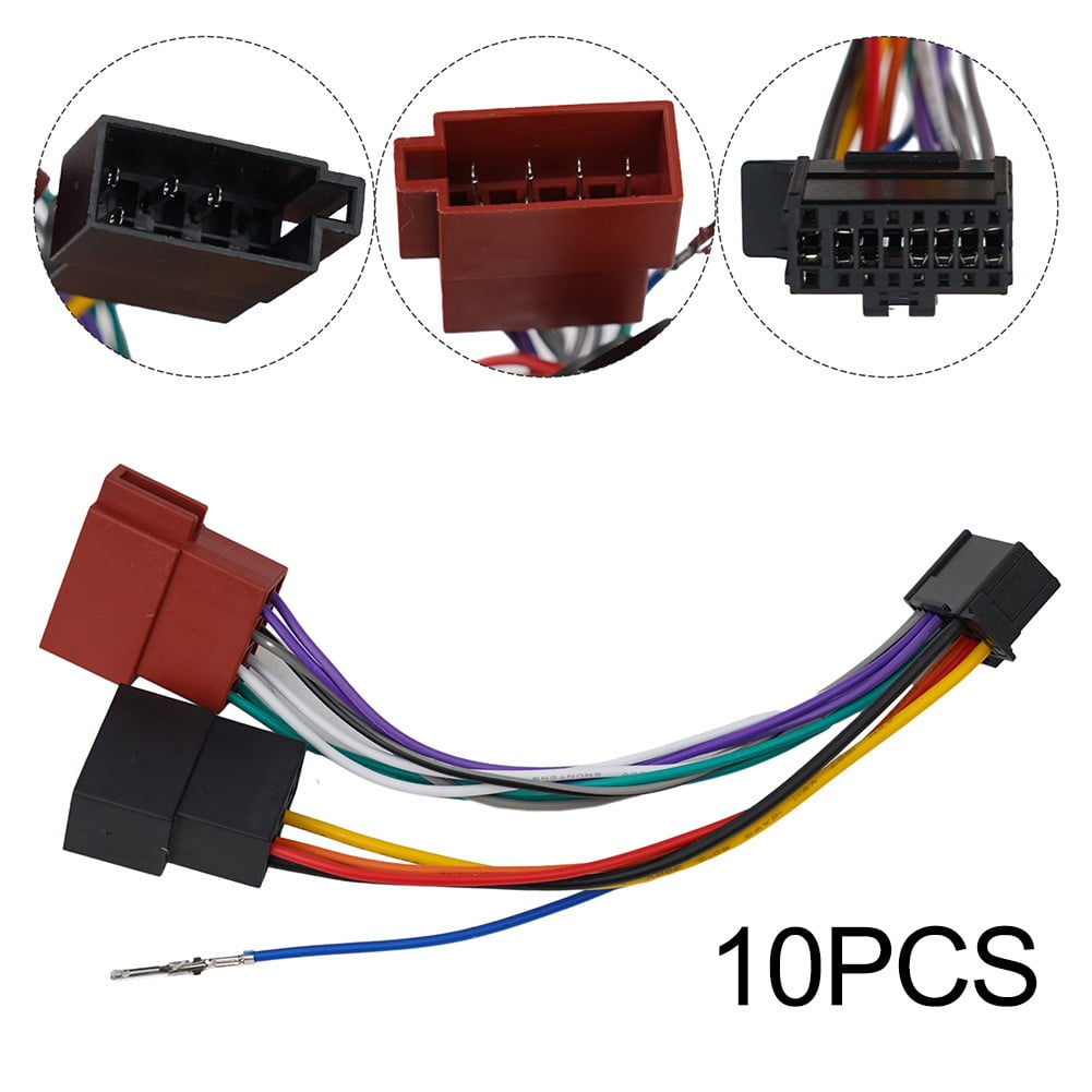 RANMEI 10Pcs 16-Pin Car Cd Tail Line Stereo Radio Player Iso Wiring ...