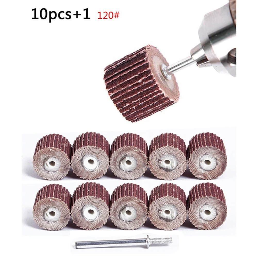 RANMEI 10Pcs Flap Wheel Disc Sandpaper Sanding Drill Polish Rotary Tool 80#/120#/240# - Walmart.com