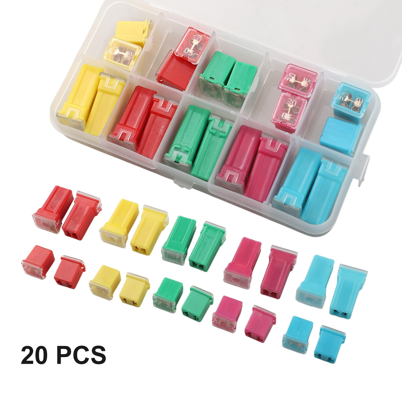 RANMEI 20Pcs Jcase Box Shaped Mini Tall Low Car Fuse Combination Kit ...