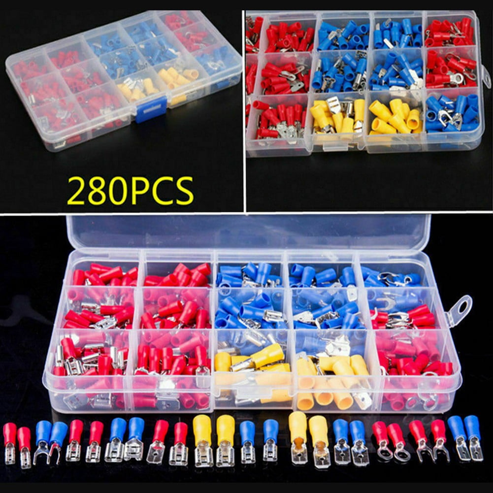 RANMEI 280Pcs Assorted Crimp Spade Terminal Insulated Electrical Wire Connector Kit Set ...