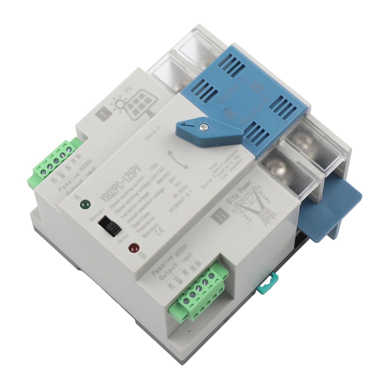 RANMEI 2P 3P 4P 125A Solar/Photovoltaic Transfer Switch Dual Power ...
