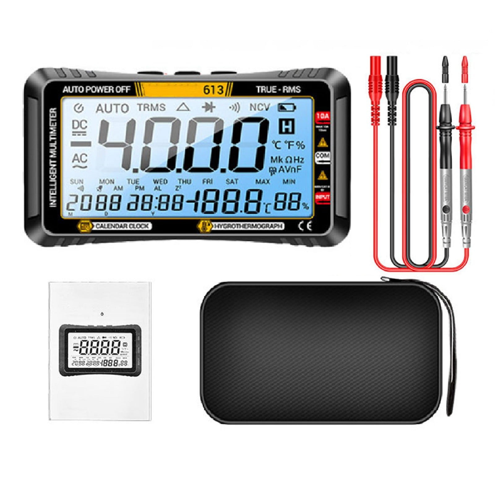 RANMEI 3-In-1 Multimeter With Calendar,Temp/Humidity Sensor,Alarm Clock ...