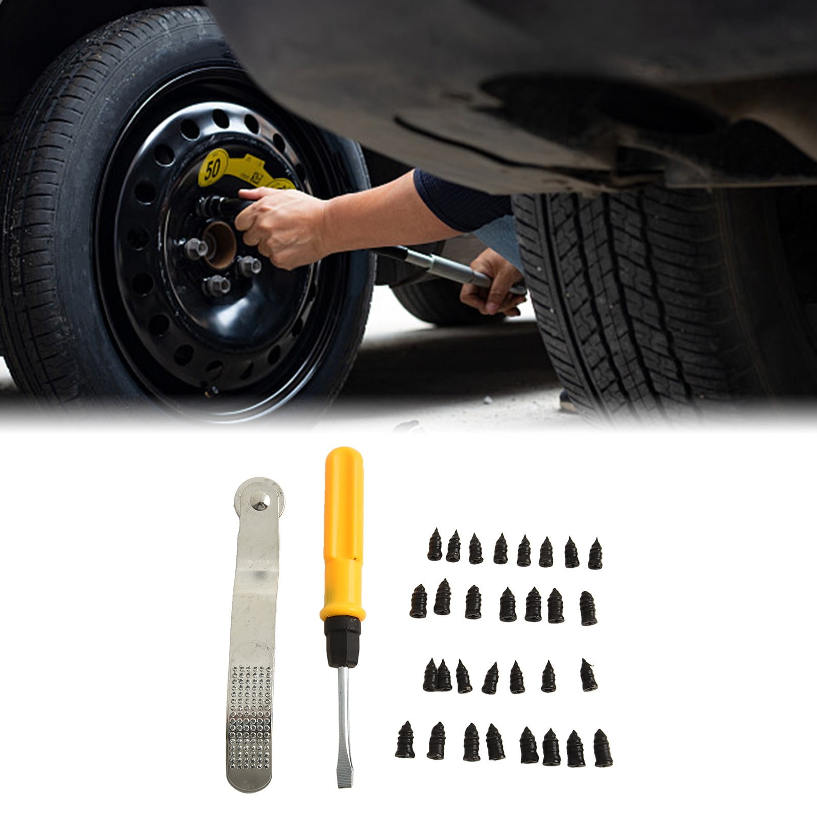 RANMEI 30Pcs Black Rubber Screws Tire Vacuum Tire Repair Nails Rubber ...