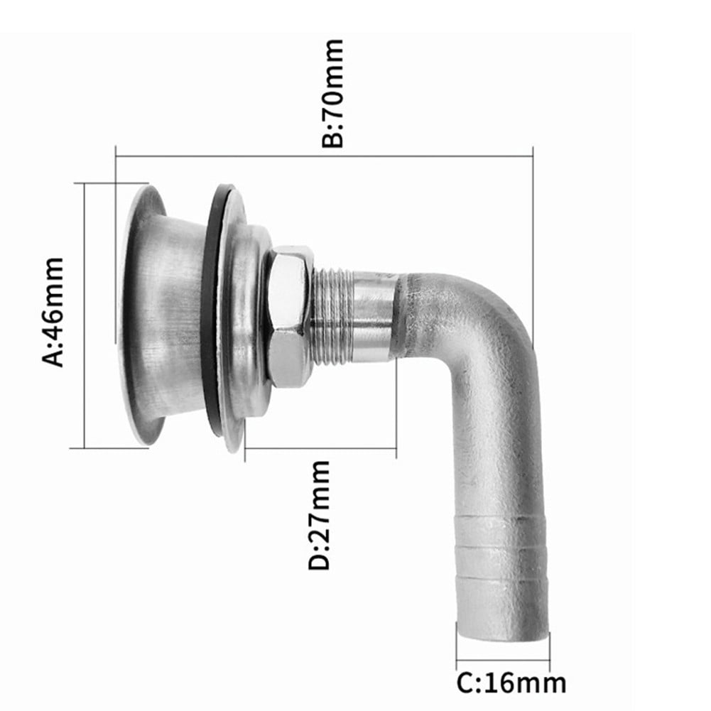 RANMEI 316 Stainless Steel 16Mm 1Pcs Water Tank Outlet With Bowl Vent ...