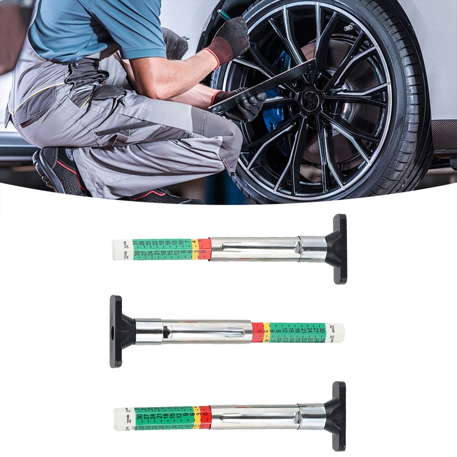 RANMEI 3Pcs 0-25Mm Tyre Tread Depth Gauge 6-Sided Color Tyre Depth ...