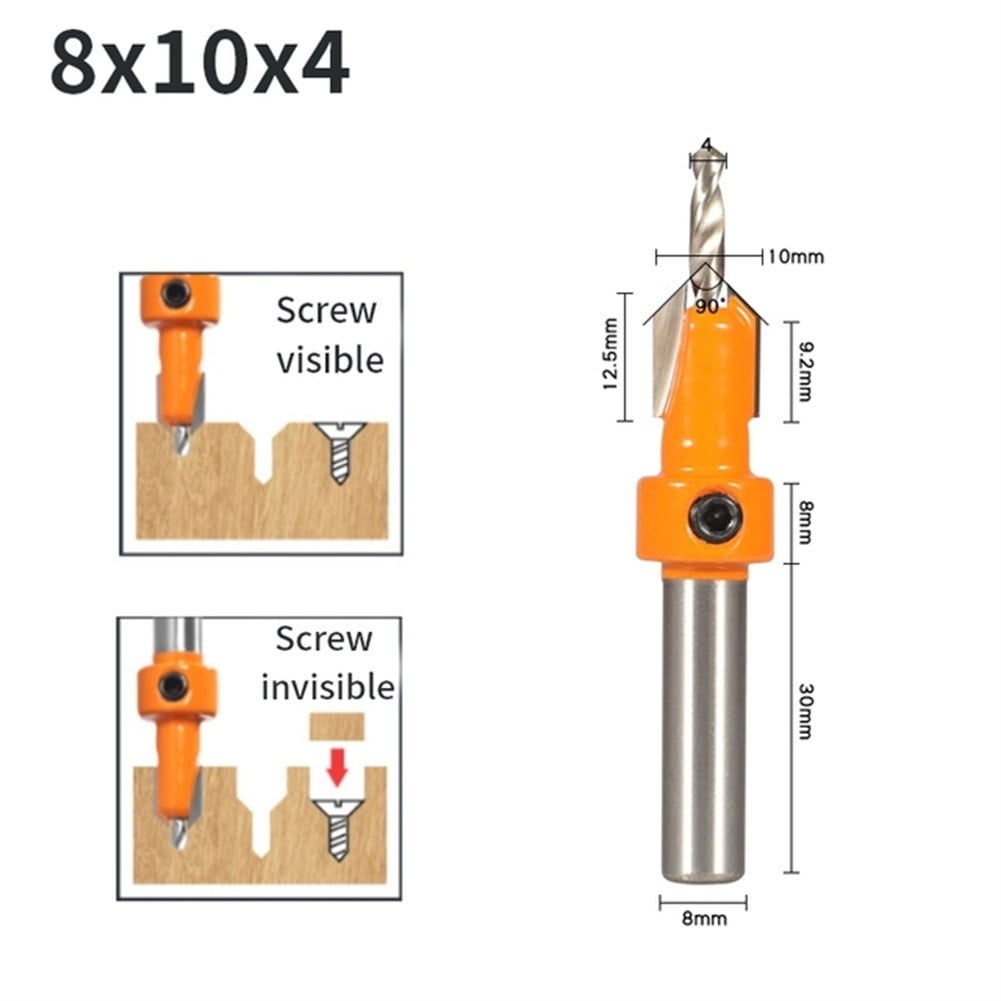 RANMEI 5Pcs Countersink Router Bit Milling Cutter Hss 10Mm Shank Screw ...